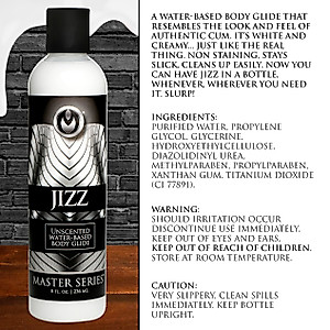 Master Series Jizz Unscented Water-Based Lube, 8 Ounce