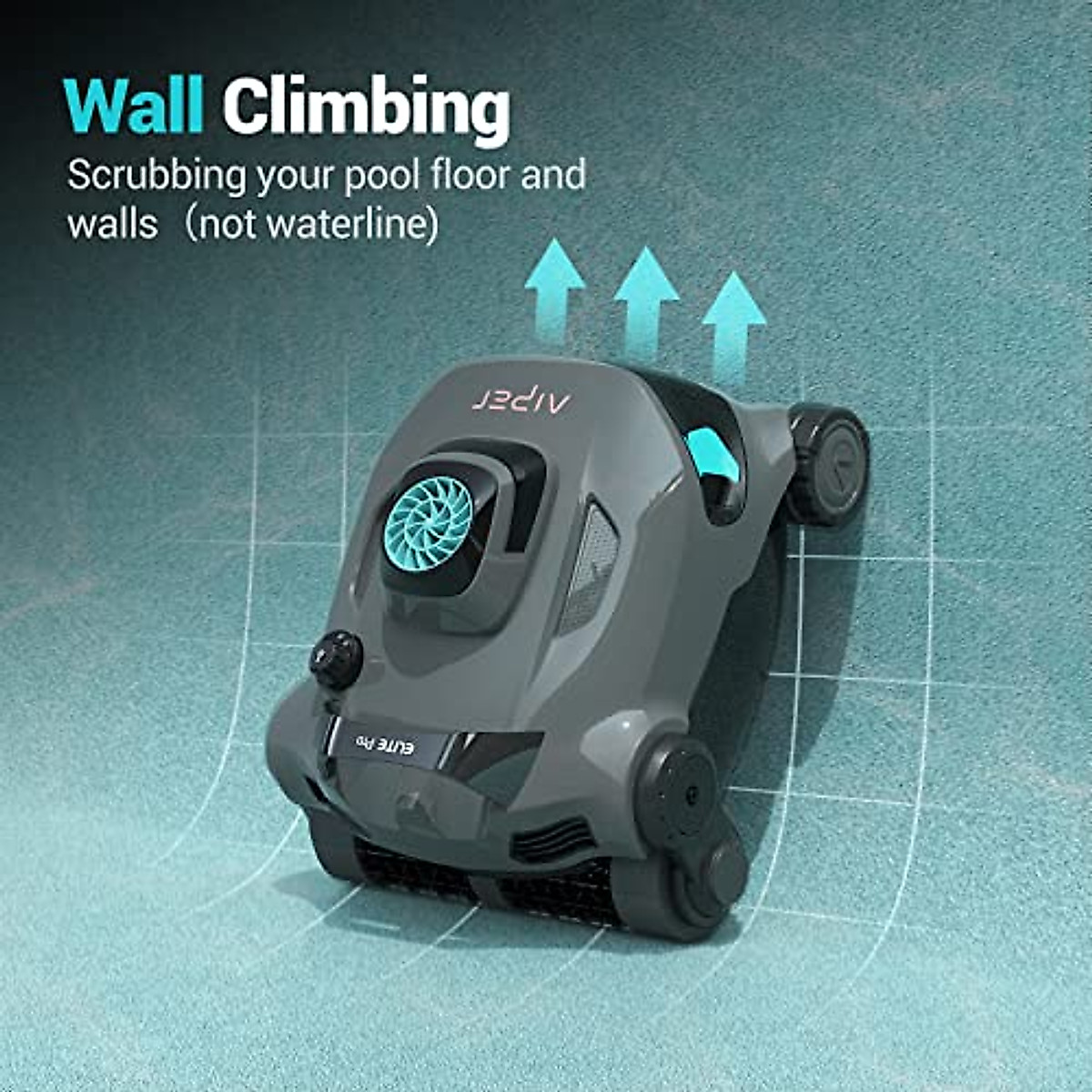 AIPER Elite Pro Cordless Robotic Pool Cleaner, Wall-Climbing Automatic Pool Vacuum Cleaner, 120 Mins Running Time and Fast Charging, Ideal for Above & In-Ground Swimming Pools up to 60 Feet
