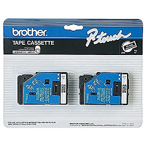 Brother Tc34z Labeling Tapes for P-Touch Labeler, 3/8-Inch W, White On Black, 2/Pack