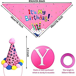 Dog Birthday Party Supplies,Dog Birthday Bandana Hat Set,Puppy 1st Birthday Outfit with a Number,Happy Birthday Banner,Triangle Scarf,Paw Print Balloon,Cute Bowtie for Pet Boy/Girl Party Accessories