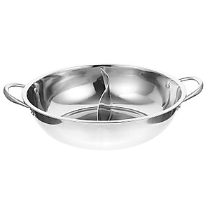 BESTonZON Stainless Steel Hot Pot with Divider Non-stick Shabu Shabu Pot Dual Sided Soup Cookware for Induction Cooktop Gas Stove 28cm