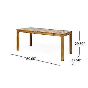 Christopher Knight Home Gloria Outdoor Rustic Acacia Wood Dining Table, Teak