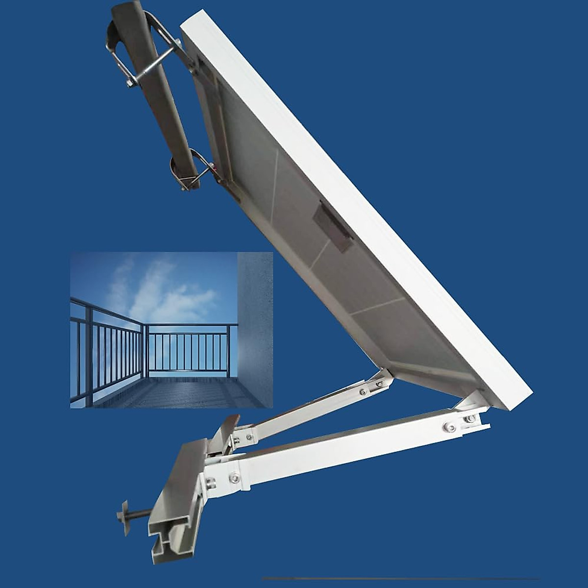 Solar Panel Mounting Brackets Balcony Power Station Holder for 2 Solar Panels Tilt Angle 0°20-30°