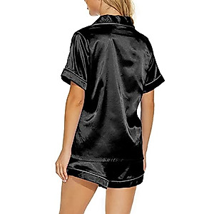 VENTELAN Women's Pajama Set Plus Size Super-Soft Short & Long Sleeve Top With Pants Two-piece Pjs Set,S Solid Black