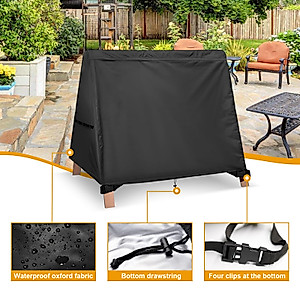 skyfiree Outdoor Patio Swing Cover 420D Waterproof A Frame Porch Swing Cover UV Resistant Weather Protector for Outdoor Courtyard Patio Swing Furniture 71.6x54.7x66.9 Inch (Black)