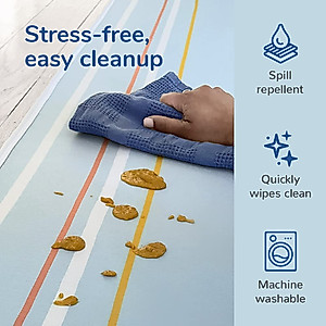 WildCubz 51" Heavy Duty Baby Splat Mat for Under High Chair | Includes Wet Bag | Premium Washable Toddler Mat | Baby Led Weaning | High Chair Mat for Floor | Craft Mat | Splash Mat (Space)