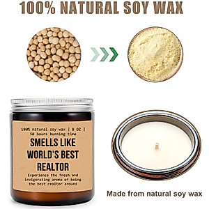 Smells Like World's Best Realtor Candle - Realtor Gift - Gift for Realtor - Real Estate Agent Gift - Salesperson - Glass Candle Jar - Non-Toxic Ingredients