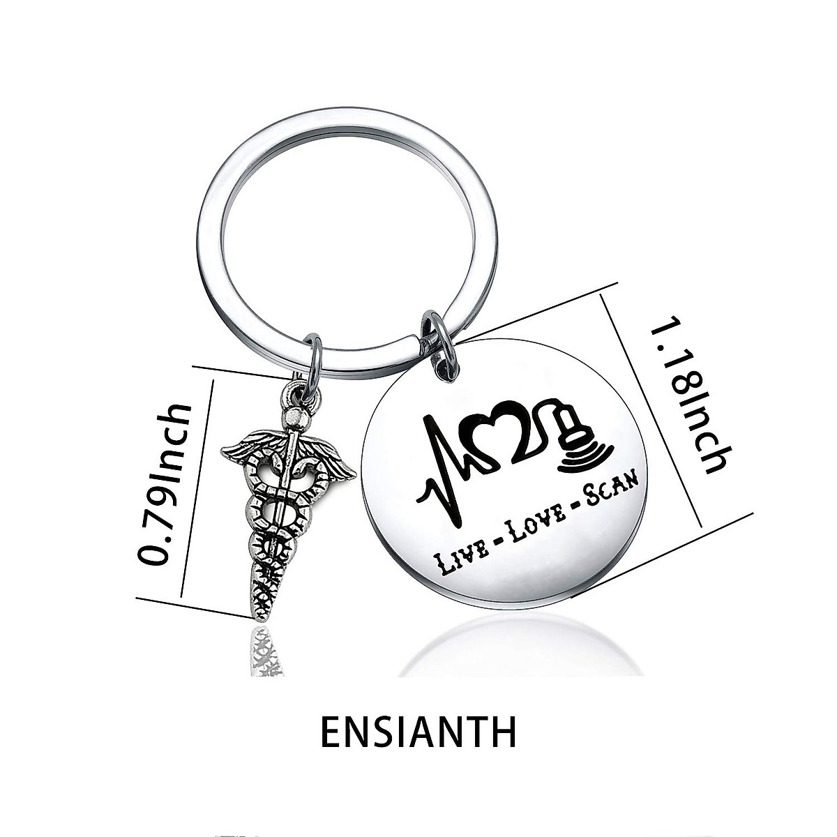 ENSIANTH Sonographer Gift Live Love Scan Keychain Ultrasound Tech Jewelry Radiologist gift (Sonographer Keychain)