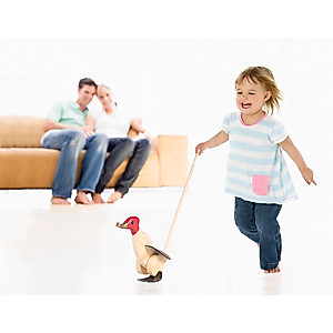 Wooden Push Toy Duck (Yellow) - 18 Months to 3 Years Old - Walking Toddler Toys Preschool Learning Activities Walking Baby Toys Learning Toys for Toddlers Develops Motor Skills