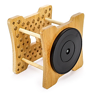 Cedilis 2 Pack Rotating Paint Brush Holder, 59 Holes Bamboo Paintbrush Holder Organizer for Pen, Pencil, Watercolor Brushes, Artist, No Assembly Required