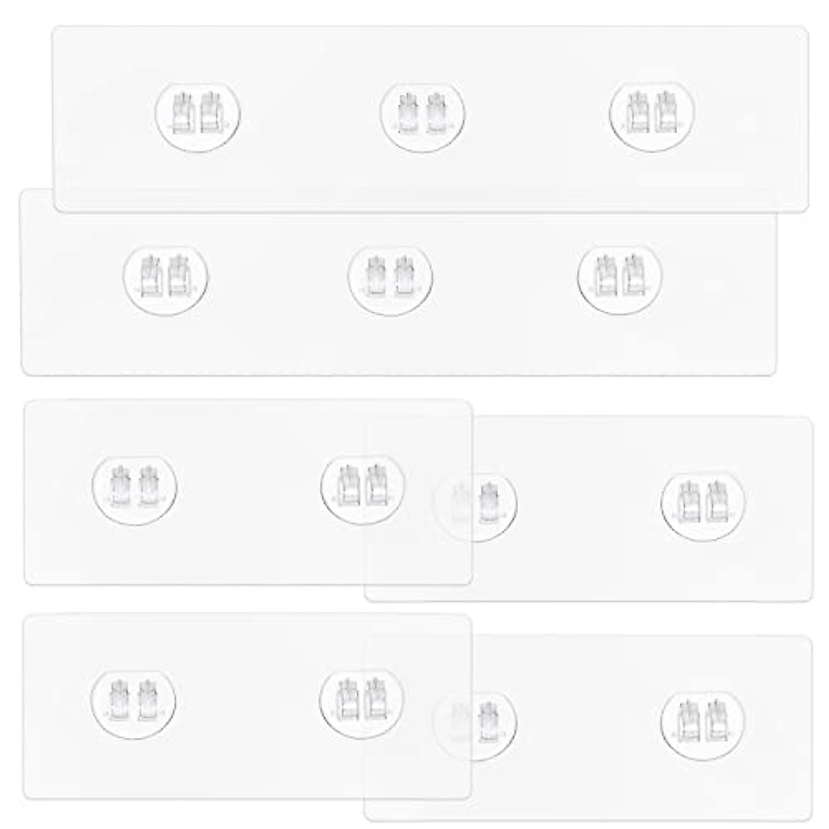 AccEncyc 6 Pack Shower Caddy Adhesive Replacement Heavy Duty Strong Sticky Hooks for Bathroom Shower Caddy Corner Shelf Clear - 2 Pack Three-Hook Adhesive and 4 Pack Double-Hook Adhesive