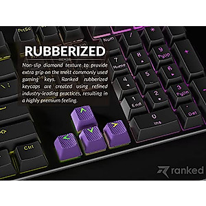 Ranked Rubber Keycap Set | Double Shot Translucent | OEM Profile for Mechanical Gaming Keyboard (Dark Purple, 23 Keys)