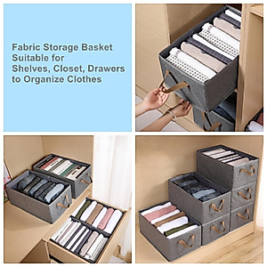 ORALSO Large Storage Baskets for Shelves, 18x11in Clothing Storage Bins with Handles, Foldable Rectangle Baskets, Closet Storage Containers Boxes Shelf