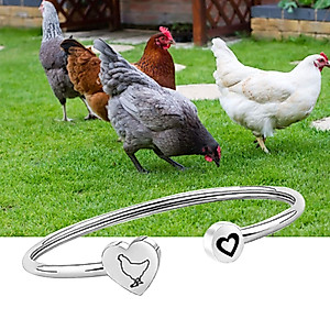 Pet Lover Gift Poultry Lover Gift Chicken Charm Chicken Gifts Chicken Jewelry Bird Cuff Bracelet (Chicken bracelet S)