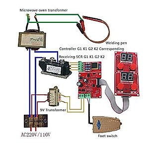 Taidacent NY-D01 DIY Spot Welder Controller 40A Adjustable Spot Welding Time and Current Controller Digital Display Spot Welding Machine Transformer Control Board (40A spot welder control panel)