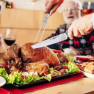 TUO Carving Set - 9" Carving Knife & 7" Fork - Professional 2 Pcs Meat Carving Knife Set - German Stainless Steel Slicing Set - Pakkawood Handle - Luxurious Gift Box Included - Fiery Phoenix Series