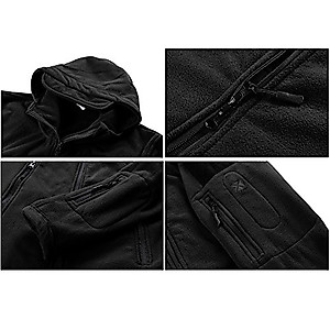 CRYSULLY Men's Fall Winter Coat Safari Jacket Fleece Hiking Travelling Fatigue Outdoors Snow Jacket Coat Black