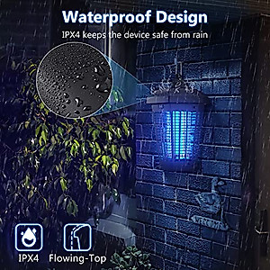 Bug Zapper Outdoor, 20W Mosquito Zapper with Dusk to Dawn Light Sensor, 4200V Electric Bug Zapper Indoor for 2300 Sq Ft Coverage
