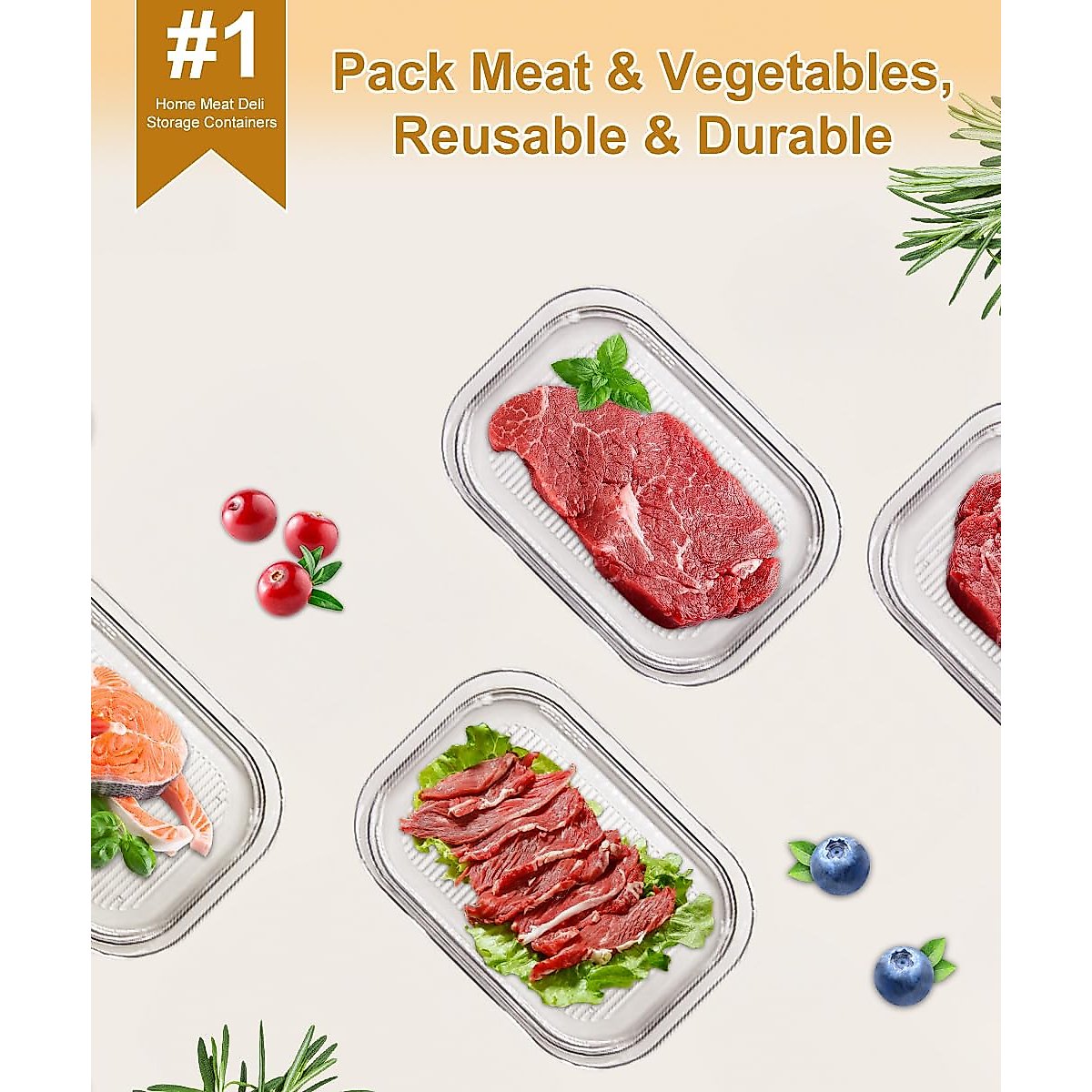 OHWATC Deli Meat Container for Fridge Airtight Lunch Meat Storage Boxes For Refrigerator Bacon Stackable Food Storage Boxes With Lid Meal Prep Containers For Cold Cuts BPA-Free (1 Lid, 1Pcs)
