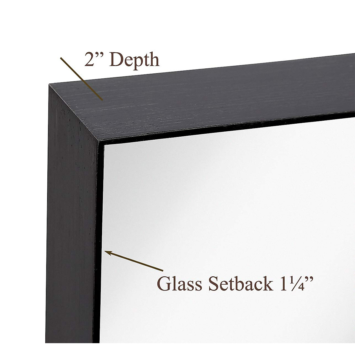 Hamilton Hills Contemporary Brushed Metal Wall Mirror | Glass Panel Black Framed Squared Corner Deep Set Design | Mirrored Rectangle Hangs Horizontal or Vertical (24" x 36")