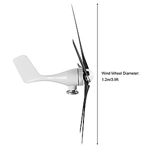 800W Windmill Generator, 5 Blade Small Wind Turbines Kit Industrial Energy Equipment (Black 12V)