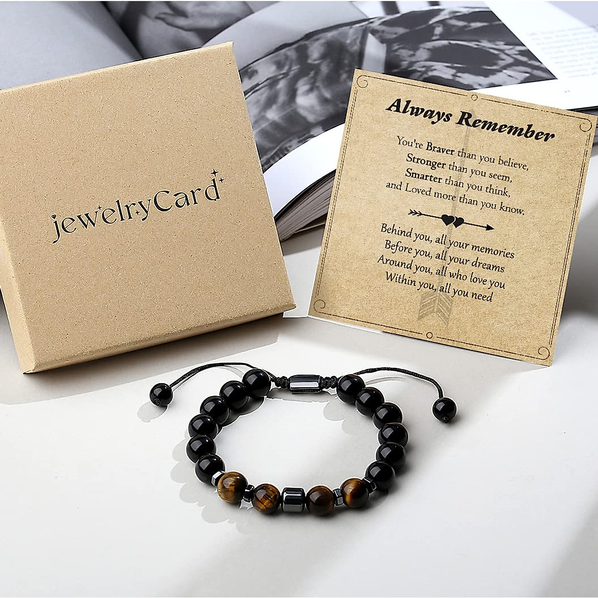 Jewelry&Card Gifts for Teens，Boys, Always Remember You Are Braver Than You Believe Bracelet, Inspirational Birthday Gift Ideas for Teenage Boys
