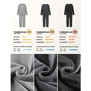 LAPASA Men's Thermal Underwear Set Soft Fleece Lined Long Johns Midweight Base Layer Top & Bottom Winter Thermoflux 200 Extra Warm M57 Large Dark Heather Grey