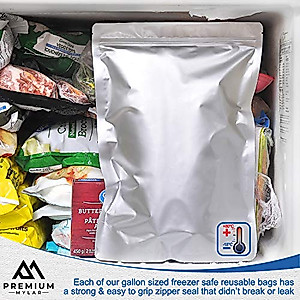 ProPremium 50 Mylar Bags 1 Gallon - Extra Thick 7.4 Mil - 10"x14" Airtight Vacuum Sealing Sealable Mylar Bags for Long Term Food Storage - Odor Free Heat Resistant - Light and Moisture Proof Fresh Saver Packs