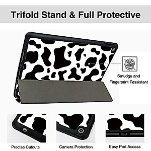 Hi Space for iPad 9th 8th 7th Generation Case for iPad 10.2 Case 2021 2020 2019 Cow Cattle with Pencil Holder, Shockproof Protective Smart Cover Auto Sleep Wake for A2270 A2428 A2429 A2197