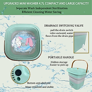 Mini Foldable Washing Machine for Baby Clothes, Underwear or Small Items, Foldable Portable Turbine Washer with Drain Basket for Apartment Dorm, Camping, Travelling, Gift for Friend or Family