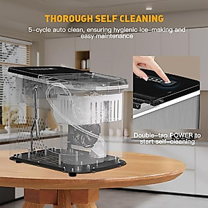 38lbs per Day Ice Maker Machine, Large Capacity Countertop Self-Cleaning, Fast Making 9 Ice Cubes in 3.5 Mins, 2 Bullet Sizes, Quiet Operation for Kitchen, Camping, RV, and Parties