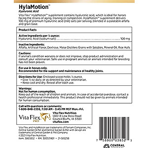 Vita Flex Pro Hylamotion Hyaluronic Acid Horse Joint Supplement; Ideal for Aging, Training or Competition Horses, 2.5 Pounds