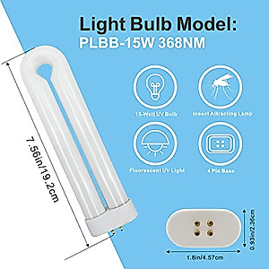 15W Bug Zapper Bulb Replacement for Stinger B4045-4 UVB45 2 Light Bulb - for Stinger Bug Zapper UV40N-CAN and UV40CSA Models