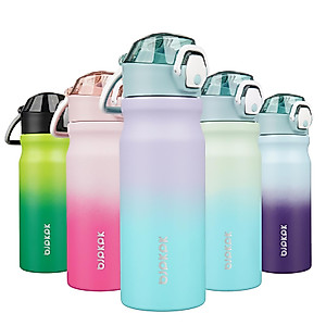 BJPKPK Water Bottle With Straw 18oz Insulated Water Bottles Reusable Stainless Steel Metal Thermos With Leak Proof Lockable Lid And Carry Handle,Oasis