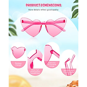 Chicpop 24 Pcs Heart Shaped Sunglasses Rimless Bachelorette Party Sunglasses Women Party Favor Accessories for Girl