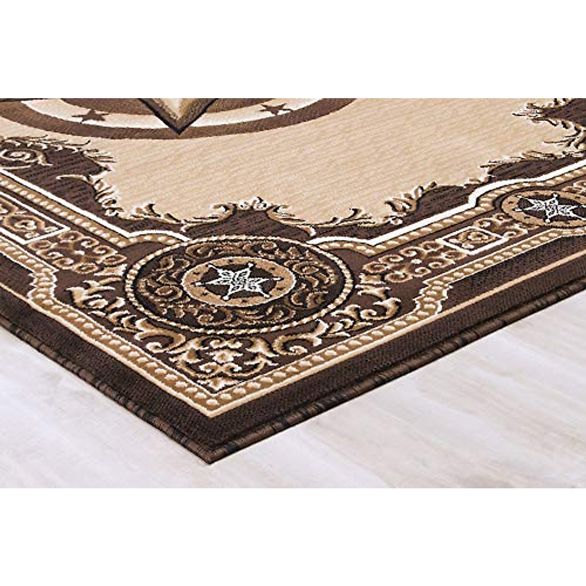 Allstar 5x7 Traditional Accent Rug in Berber with Chocolate Western Texas Star Design (5' x 7')