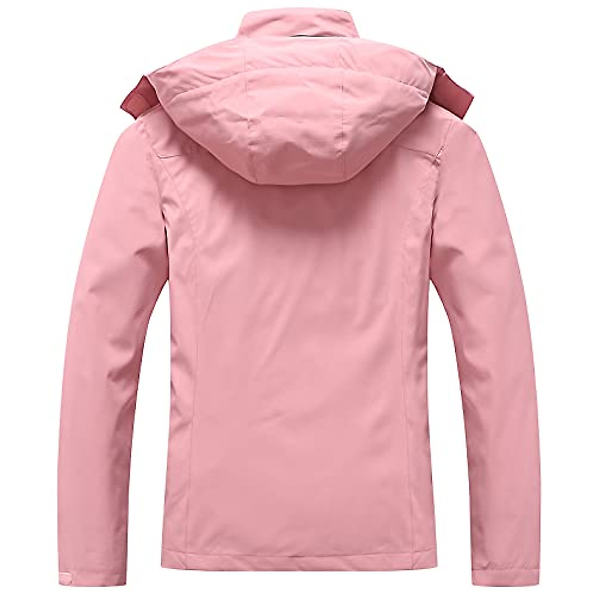 OTU Women's Waterproof Rain Jacket Lightweight Hooded Raincoat for Hiking Travel Outdoor Pink XL