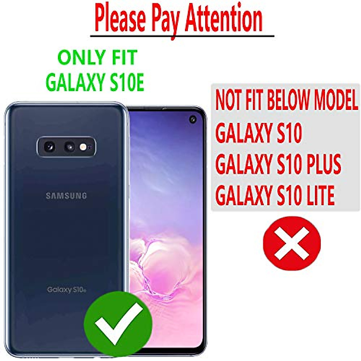 STARSHOP Samsung Galaxy S10E Phone Case, with [Tempered Glass Screen Protector Included] PU Leather Wallet Shockproof Phone Cover Kickstand with Pocket Card Slots Magnet Closure -Dark