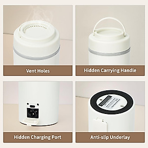 Portable Bottle Warmer for Travel, 17 Oz Milk Warmer, 4 Temperature Control & Auto Shut-Off, Fast Boil Hot Water Warmer, Perfect for Travel&Hotel Use,Electric Kettle with Handy（White，Non-Rechargeable）