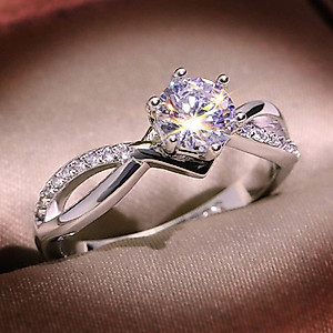 Diamond Rings for Women Cubic Zirconia, Fashion Jewelry Rings for Women Romantic Wedding Band Jewelry Valentine's Day