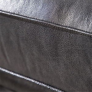 BOWERY HILL 20" Traditional Leather Tufted Back Chesterfield Sofa with Removable Seat Cushions, Leg Assembly Required, for Living Room, in Gray Finish