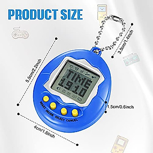4 Pieces Virtual Electronic Digital Pet Keychain Game Digital Game Keychain Nostalgic Virtual Digital Pet Retro Handheld Electronic Game Machine with Keychain for Boys Girls, Purple, Red, Yellow, Blue