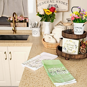 Spring Kitchen Towels for Spring Decor Flower Leaves Dish Towels 18x26 Inch Ultra Absorbent Bar Drying Cloth Spring is in the air Sign Hand Towel for Kitchen Bathroom Party Home Decorations Set of 2