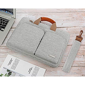 Lacdo 360° Protective Laptop Shoulder Bag Sleeve Case for 13 inch New MacBook Air M2 A2681 M1 A2337 A2179 A1932 | 13" New MacBook Pro M2 M1 A2338 A2251 A2289 A2159 | Surface Book 3 2 Computer, Gray