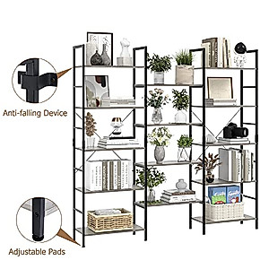 BOTLOG 5-Tier Bookcase, Industrial Bookshelf with Metal Frame, Display Shelf for Living Room Home Office (Grey)