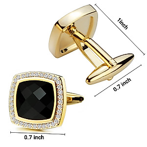 HAWSON Cufflinks for men, Gold Diamond Crystal Cufflinks for Groom Husband Personalized Gifts, Mens Formal Wedding Business Cufflinks, Luxurious Gorgeous Cuff links French Shirt Accessories