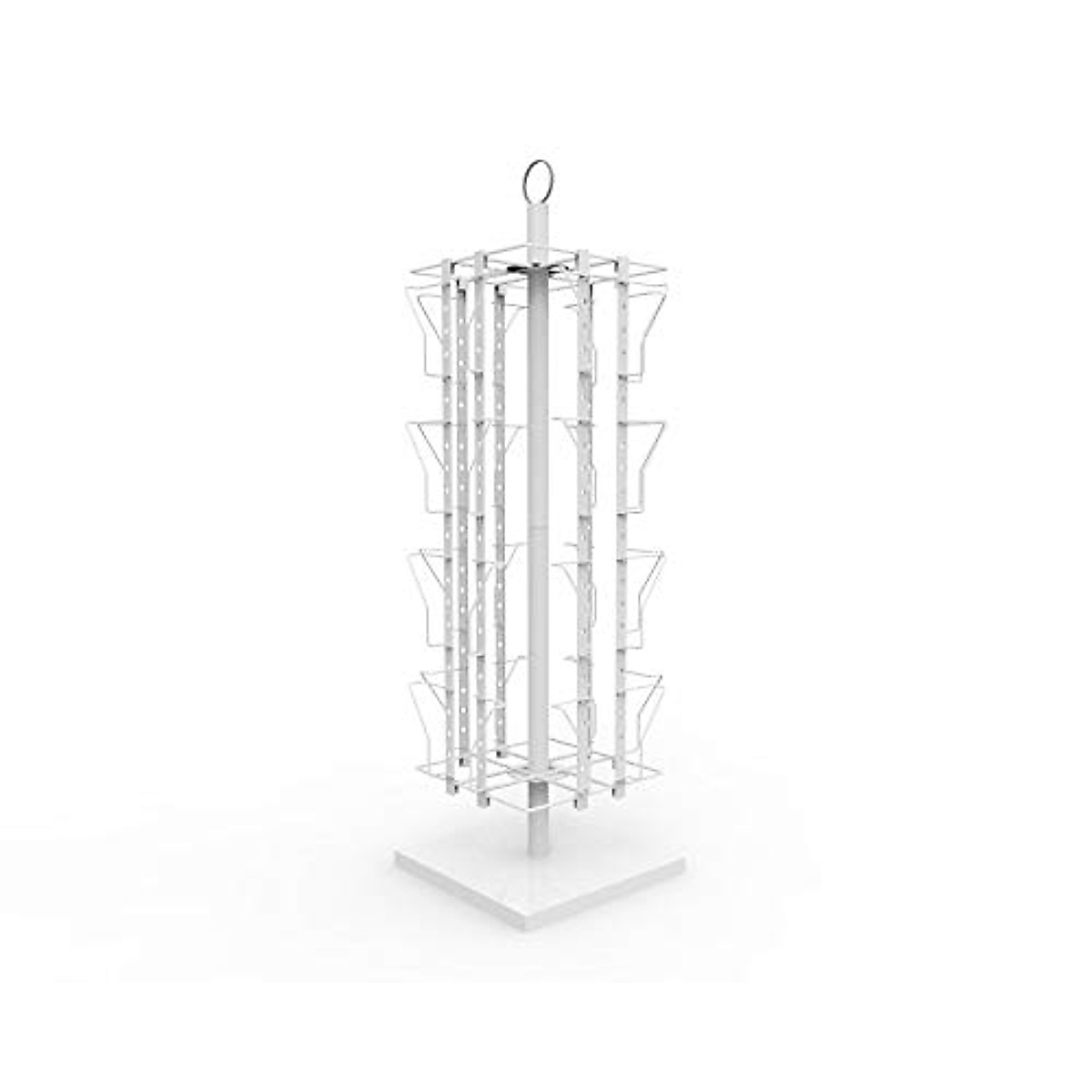 FixtureDisplays® Up to 16 Adjustable Pockets Display Rack, Greeting Post Card Christmas Holiday Spinning Rack Stand, Pocket Size: 4.5-9.9" Wide, 5.8" and Up Tall 11602-WHITE-NPF