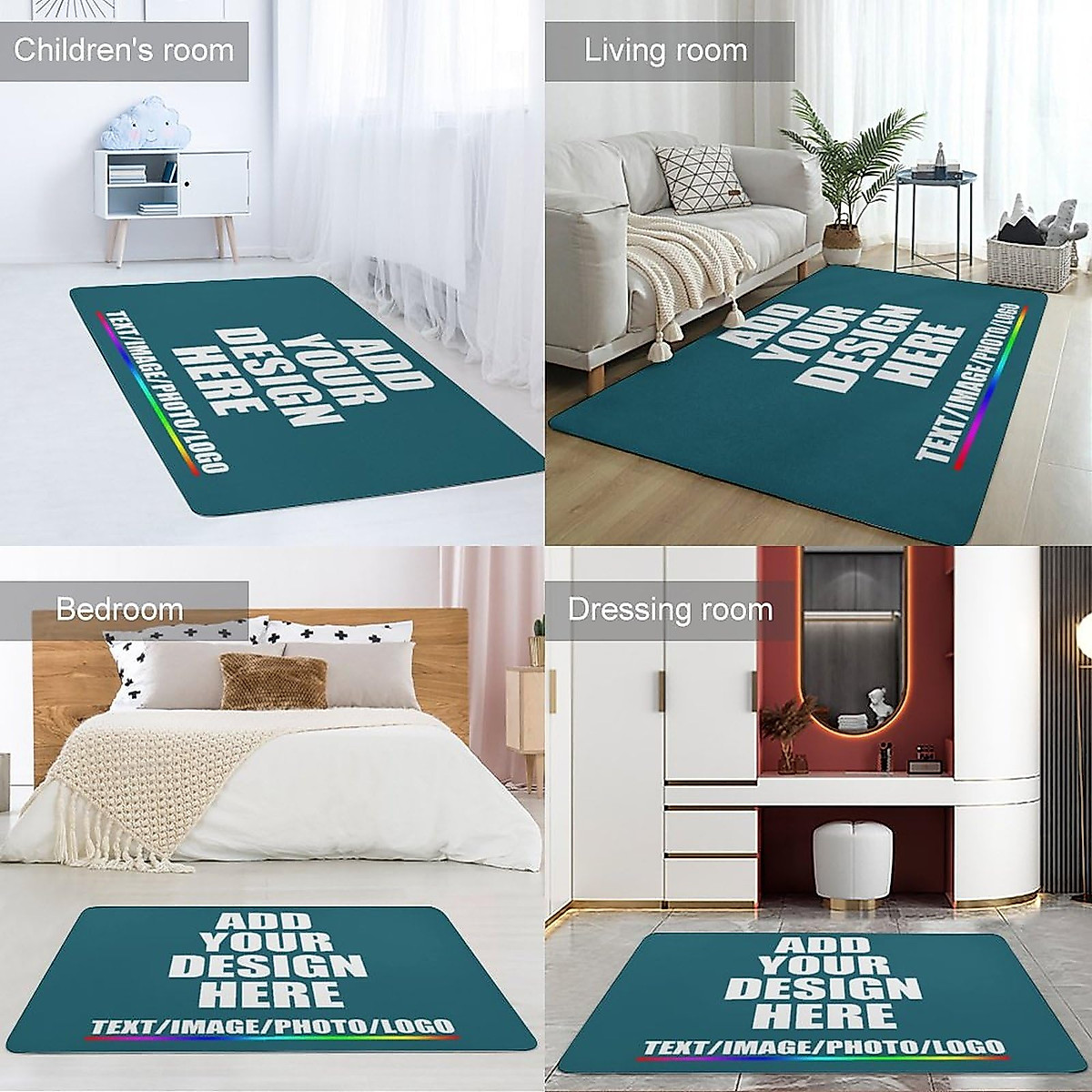 YTEBSIUA Custom Funny Welcome Doormat Personalized Logo Photo Text Door Mats Decorative Entrance Floor Mat Non-Slip Indoor Outdoor Rug Housewarming,60x40inch Blue Green