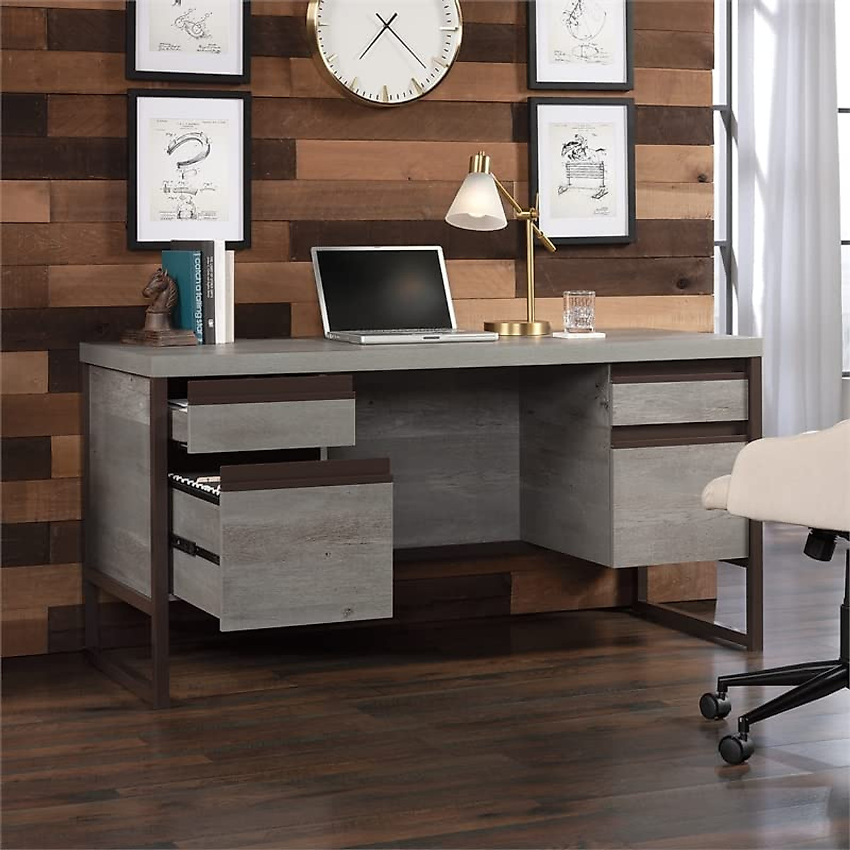 Sauder Manhattan Gate Engineered Wood Computer Desk in Mystic Oak
