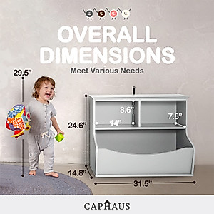 CAPHAUS Kids' Toy Storage Organizer, Open Storage Cubby, Multifunctional Book and Toy Storage Cabinet, Book and Toy Storage Shelf for Nursery, Playroom, Closet, Home Organization Toy Bookcase